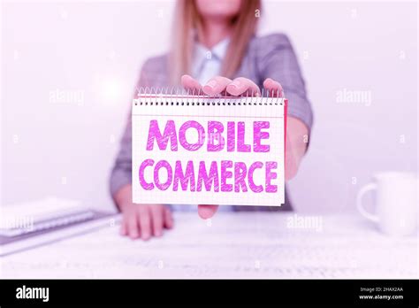 Text Sign Showing Mobile Commerce Conceptual Photo Using Mobile Phone