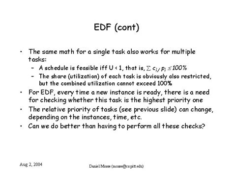 Realtime Scheduling Edf And Rm Daniel Mosse University