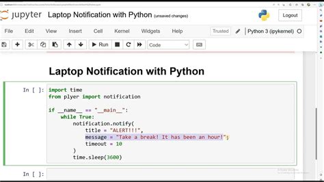 Day 150 Laptop Notification With Python Youtube
