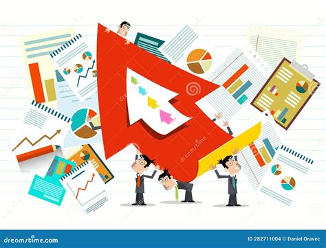 Paperwork Design With People Papers And Arrow Stock Vector