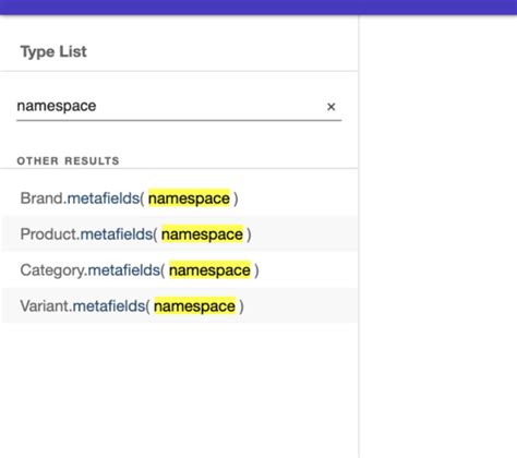What Is Namespace When Using Graphql Query For Product Metadata