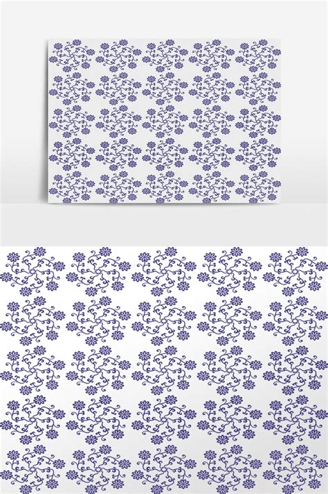 손으로 그린 파란색과 흰색 도자기 꽃 패턴 음영 그림 일러스트 Png Psd 무료 다운로드 Pikbest