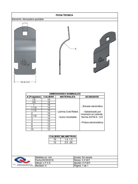 Elemento Abrazadera Ajustable Ficha Tecnica Pdf