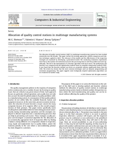 Pdf Allocation Of Quality Control Stations In Multistage