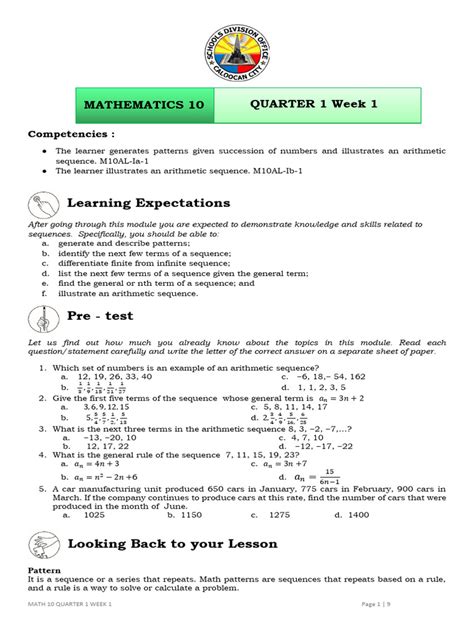 math 10 q1 week 1 pdf mathematical concepts mathematical objects
