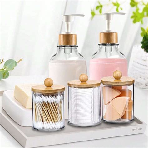 Комплект 2 броя диспенсъри с помпичка и 3 броя контейнерчета за аксесоари Olele Bg