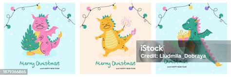 크리스마스와 새해 귀여운 드래곤 카드 아이들을 위한 아기 공룡 벡터 귀여운 잠자리 공룡 캐릭터 만화 일러스트 0명에 대한 스톡 벡터 아트 및 기타 이미지 Istock
