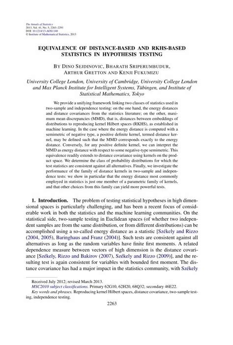 pdf equivalence of distance based and rkhs based statistics in …pages