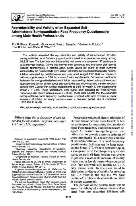 Pdf Reproducibility And Validity Of An Expanded Self Administered