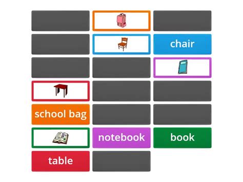 Classroom Objects Matching Pairs