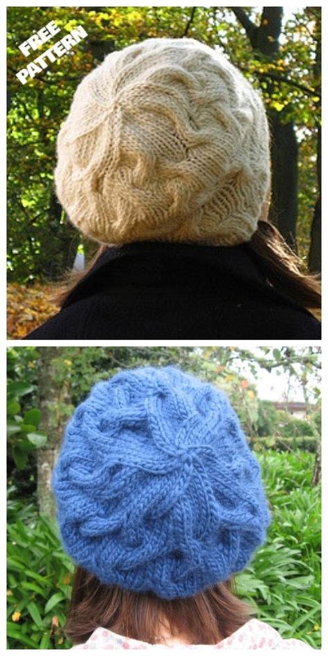 Knit Star Crossed Cable Slouchy Beret Hat Free Knitting Pattern Knitting Patterns Knitting