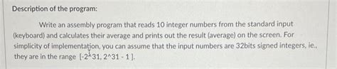 Solved Description Of The Program Write An Assembly Program Chegg