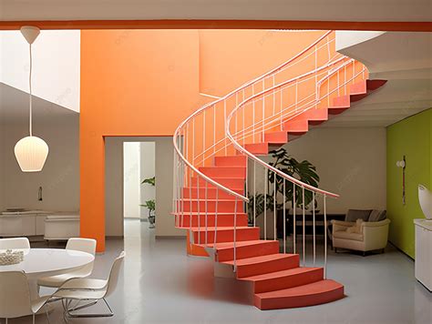 랜딩이 있는 주황색 계단 가구 계단 우주 배경 일러스트 및 사진 무료 다운로드 Pngtree