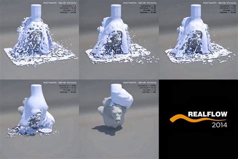 realflow 2014 sneak peek 3 comparison of hybrido viscosity settings
