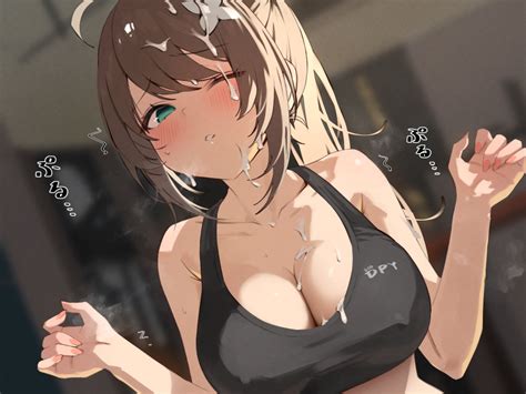 Rule 34 Absurdres Ahoge Aogiri Koukou Aqua Eyes Black Sports Bra
