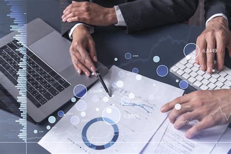 Premium Photo Two Traders Man And Woman Researching Historic Data To Predict Stock Market