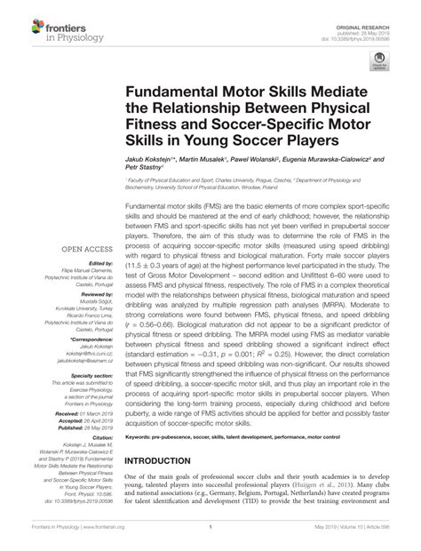 Pdf Fundamental Motor Skills Mediate The Relationship Between