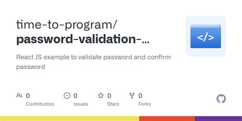 Github Time To Programpassword Validation Reactjs React Js Example