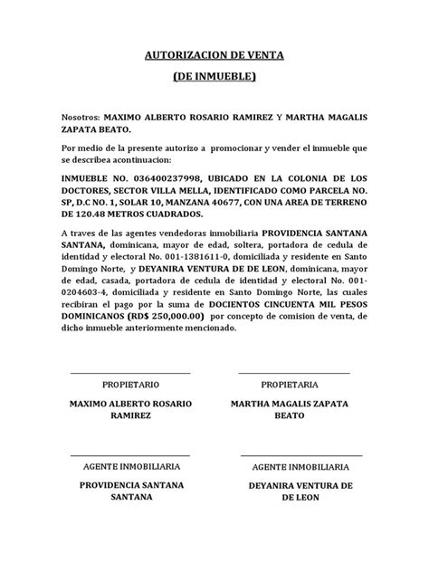 Venta Inmueble Villa Mella Autorizada Pdf Derecho