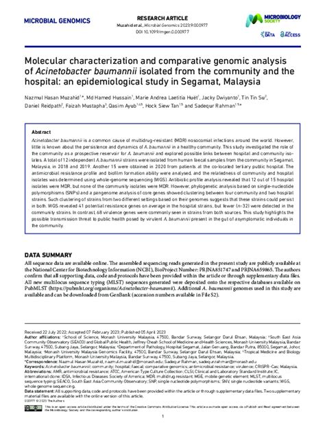 Pdf Molecular Characterization And Comparative Genomic Analysis Of Acinetobacter Baumannii