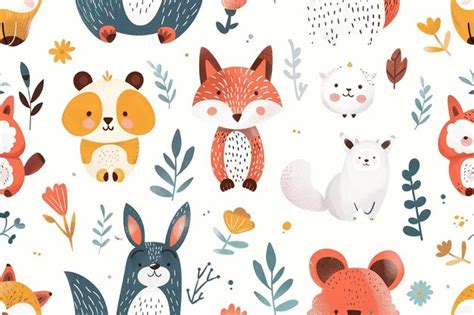 Playful Patterns Of Cute And Simple Animals That Repeat In Adorable