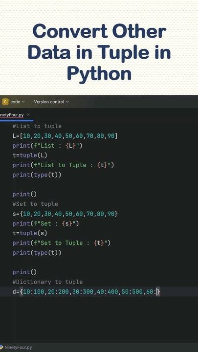 Convert Other Data In Tuple In Python Python Coding Youtubeshorts Youtube Shorts Short