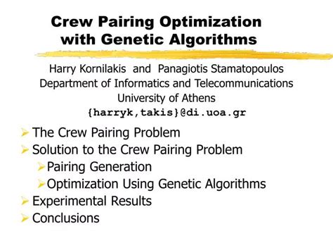 Ppt Crew Pairing Optimization With Genetic Algorithms Powerpoint