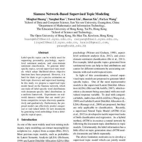 Siamese Network Based Supervised Topic Modeling Acl Anthology