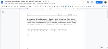 Distance Displacement Speed And Velocity Code Hunt By Emily Dein