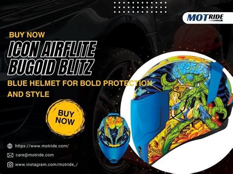Buy Now Icon Airflite Bugoid Blitz Blue Helmet In The Uk By Motriders