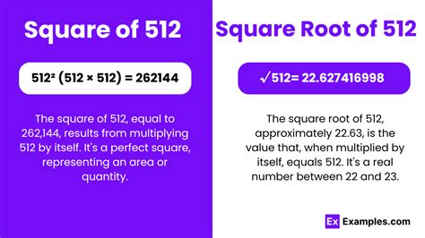 square and square root of 512 examples methods calculation