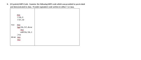 solved 8 15 points mips code examine the following mips
