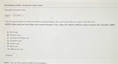 Solved Evaluating Limits Using The Limit Laws Evaluate The Chegg