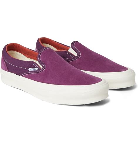 Vans Og Classic Lx Suede And Canvas Slip On Sneakers Purple Vans