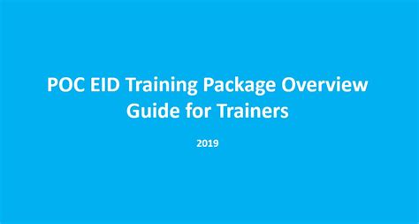 POC EID Training Package Overview Guide For Trainers Knowledge