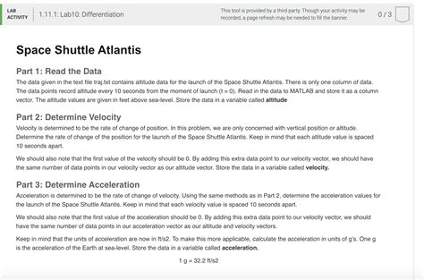 Solved Space Shuttle Atlantis Part 1 Read The Data The Data