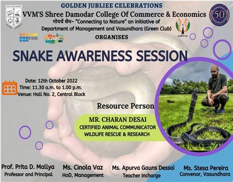 Snake Awareness Session Shree Damodar College Of Commerce And Economics