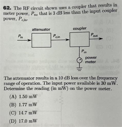 Solved The Rf Circuit Shown Uses A Coupler That Results In