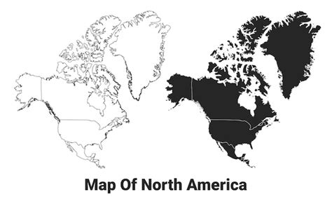 Black And White Map North Am Map Of North America Powerpoint Template