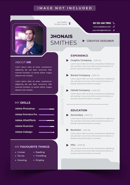 기업 전문 이력서 또는 이력서 템플릿 프리미엄 벡터