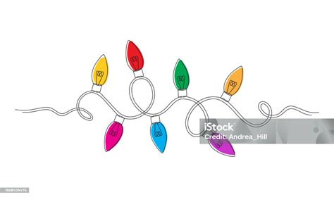 Lampu Kelapkelip Natal Gambar Garis Berkelanjutan Dengan Stroke Yang