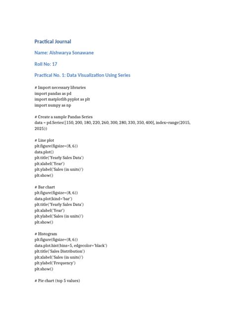 Practicaljournal 1 Pdf Histogram Statistical Analysis