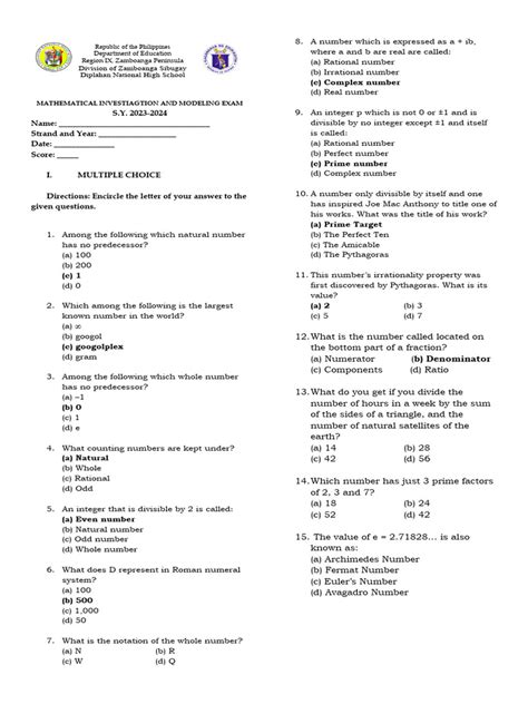 Gen Math Pdf Numbers Integer