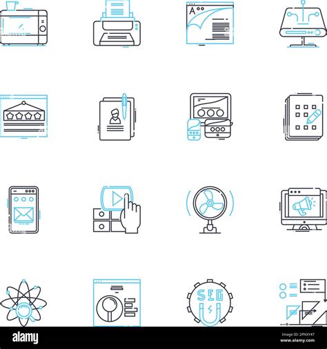 artificial learning linear icons set neural machine intelligence