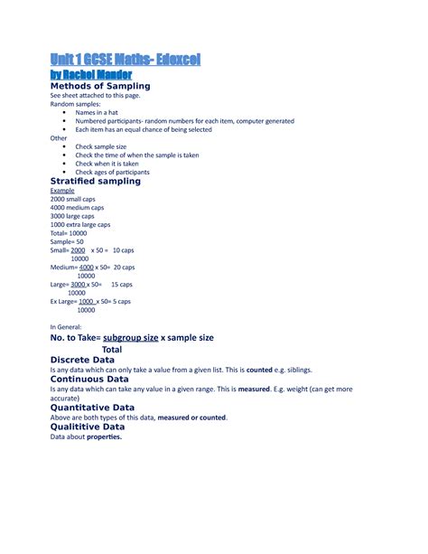 Unit 1 Gcse Maths Updated Unit 1 Gcse Maths Edexcel By Rachel Mander