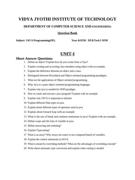 Jp Oe Question Bank Pdf Method Computer Programming Inheritance Object Oriented
