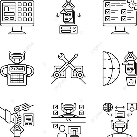 Rpa Linear Icons Set Vector Logo Analyzing Vector Vector Logo Analyzing PNG And Vector With