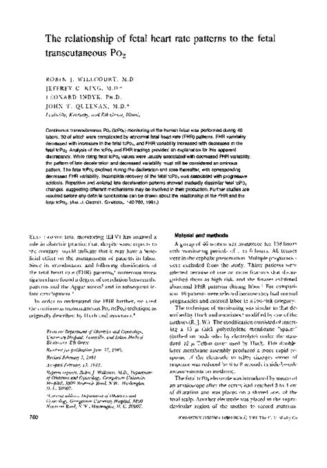 Pdf The Relationship Of Fetal Heart Rate Patterns To The Fetal