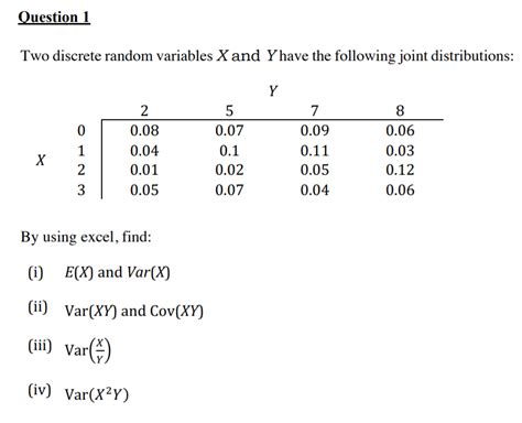 Solved Question 1 Two Discrete Random Variables X And Y Have