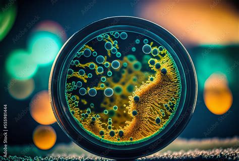 Macro Close Up Shot Of Bacteria And Virus Cells In A Scientific